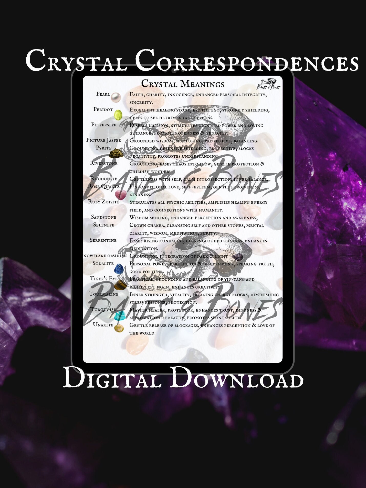 Crystal Meanings, Crystal Correspondences, Digital Download - Etsy