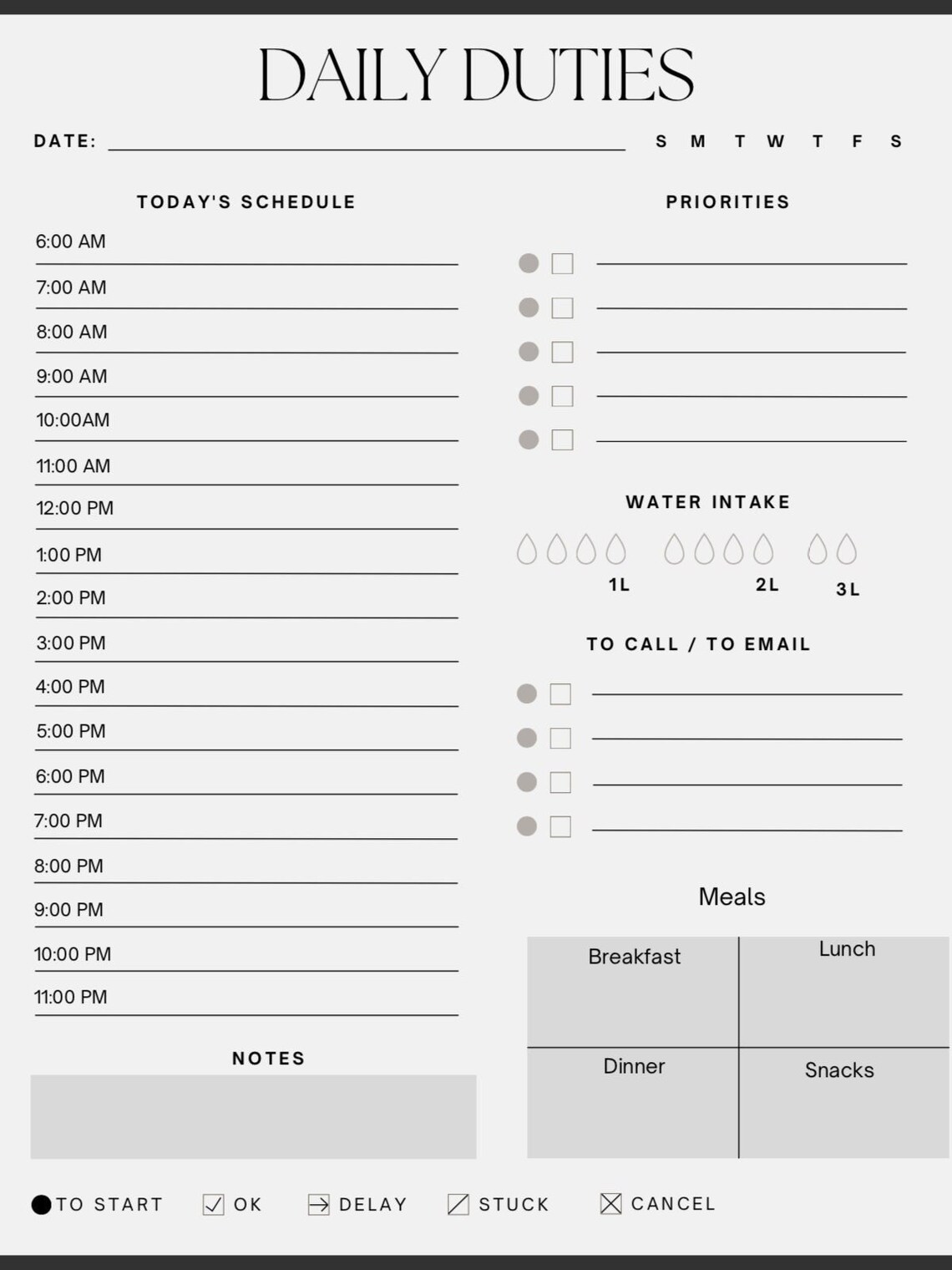 Daily Digital Planner| Daily Planner | Daily Duties - Etsy
