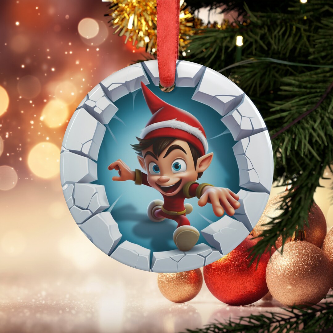 3d Breakout Christmas Elf Ornament Acrylic With Ribbon Gift for ...