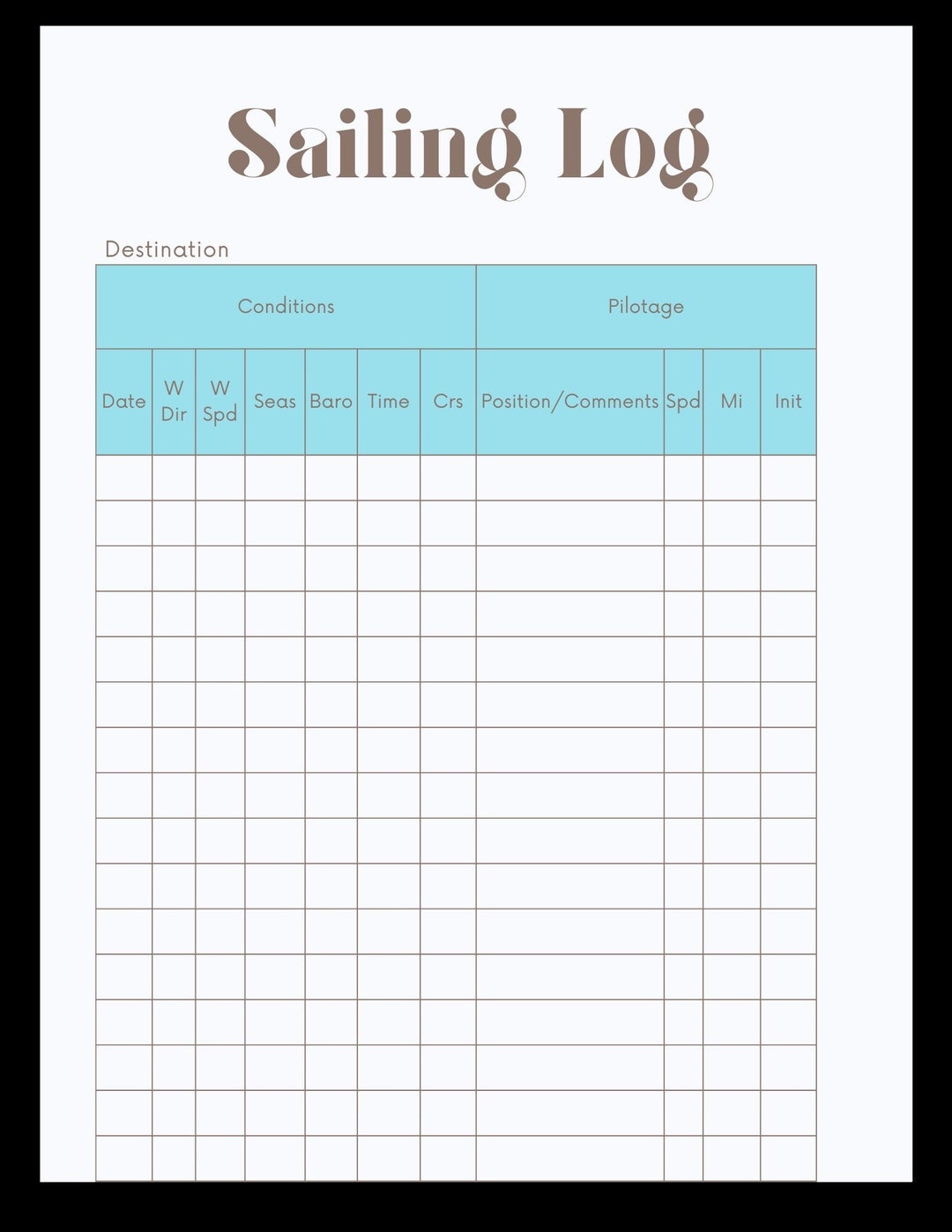 Sailing Log, Boating Log, Boat Log, Sailing Journal, Nautical Log ...