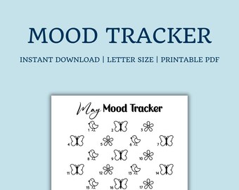 July Monthly Mood Tracker Mental Health Log Emotion Tracker Planner ...