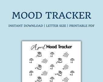 July Monthly Mood Tracker Mental Health Log Emotion Tracker Planner ...