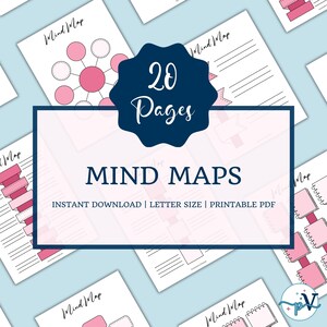 Pink Mind Maps Chart Brainstorming Map Diagram Visual Mind Map Planner ...