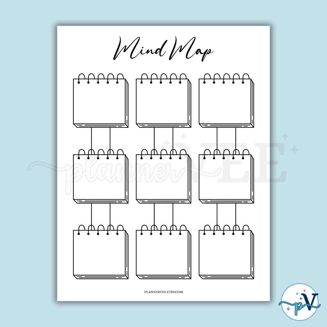 Mind Map Chart Brainstorm Map Diagram Visual Mind Map Planner - Etsy