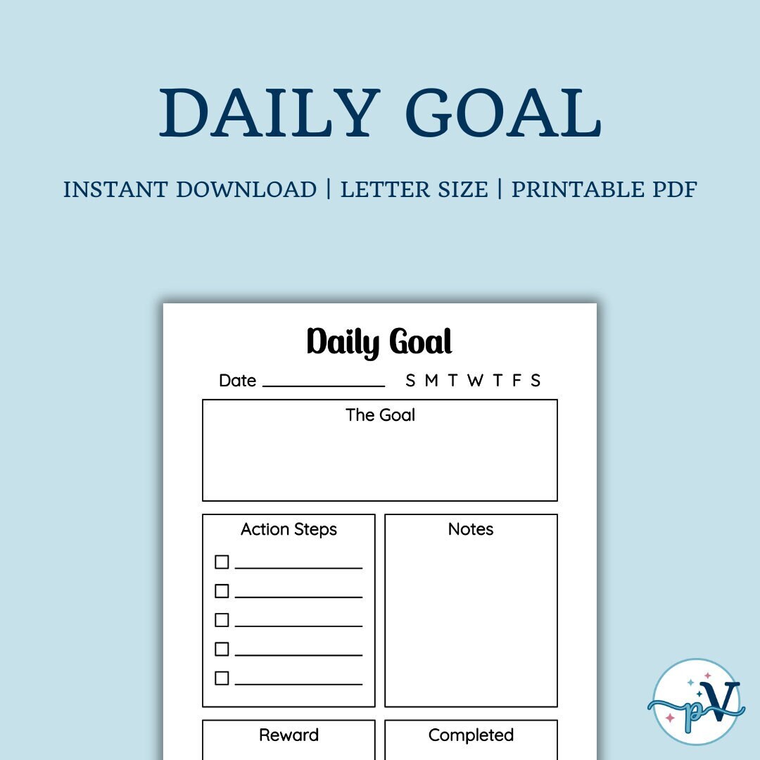 Daily Goal Planner for Everyday Planning Worksheet Printable - Etsy