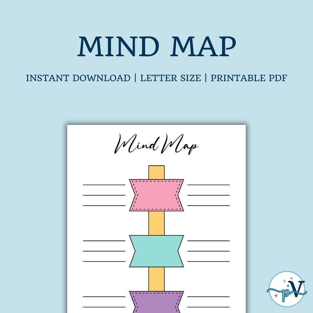 Colorful Mind Map Chart Brainstorming Map Diagram Visual Mind - Etsy