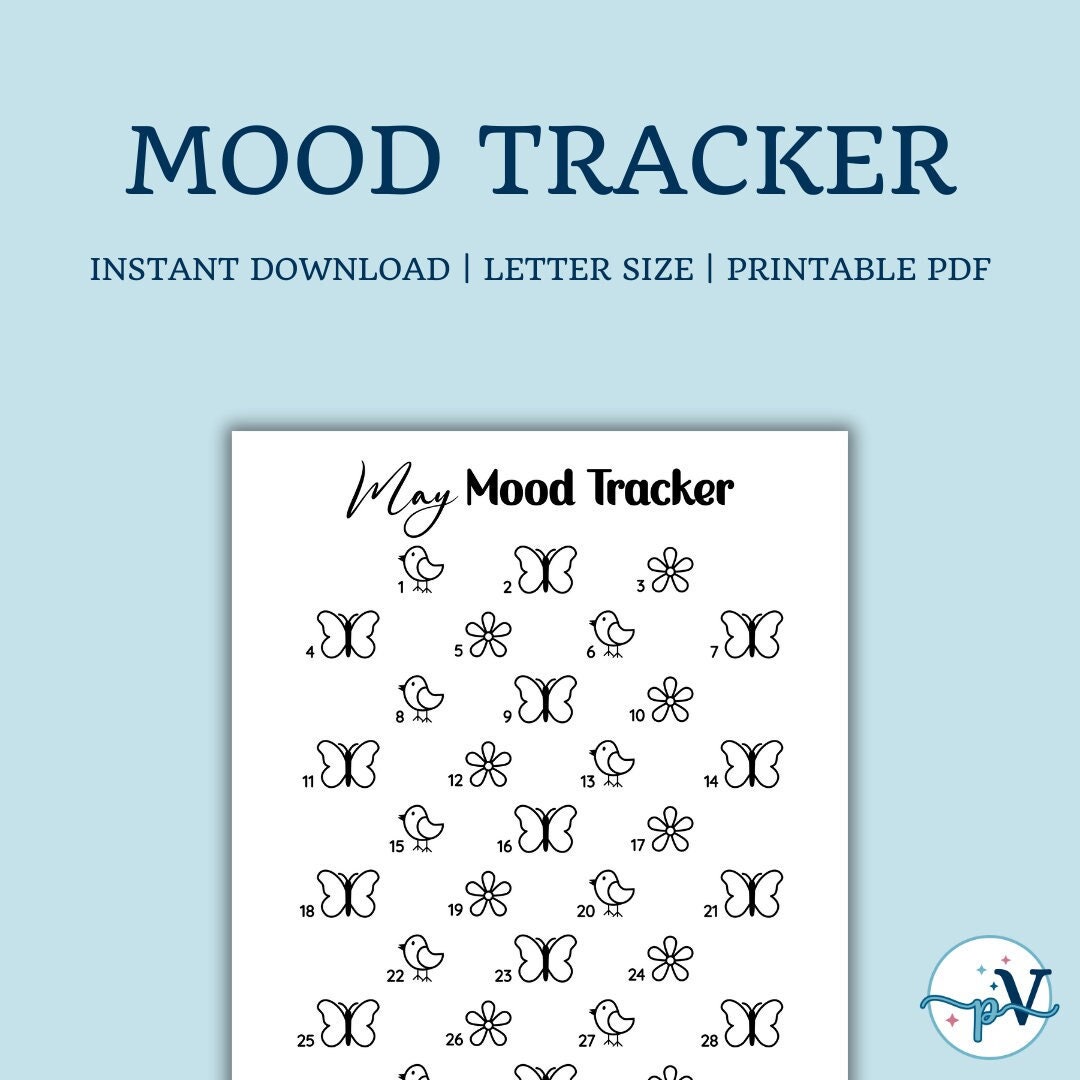 May Monthly Mood Tracker Mental Health Log Emotion Tracker Planner ...