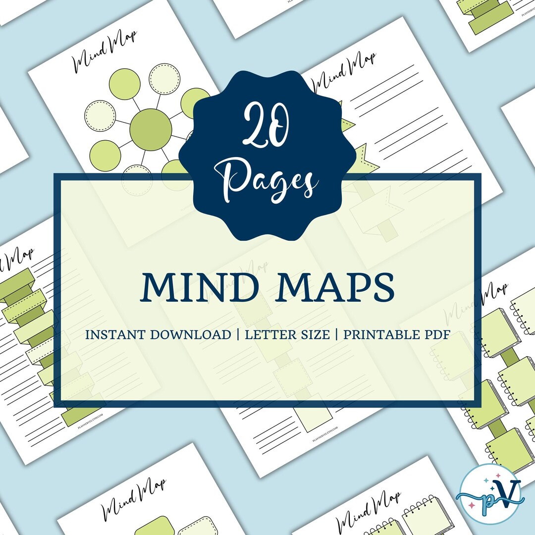 Green Mind Maps Chart Brainstorming Map Diagram Visual Mind Map Planner ...