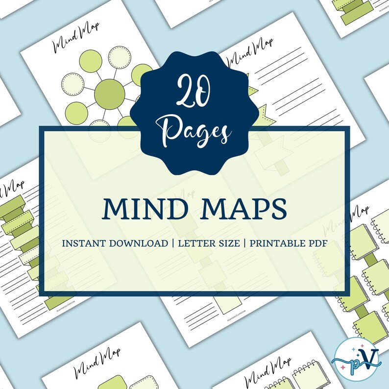 Green Mind Maps Chart Brainstorming Map Diagram Visual Mind Map Planner ...