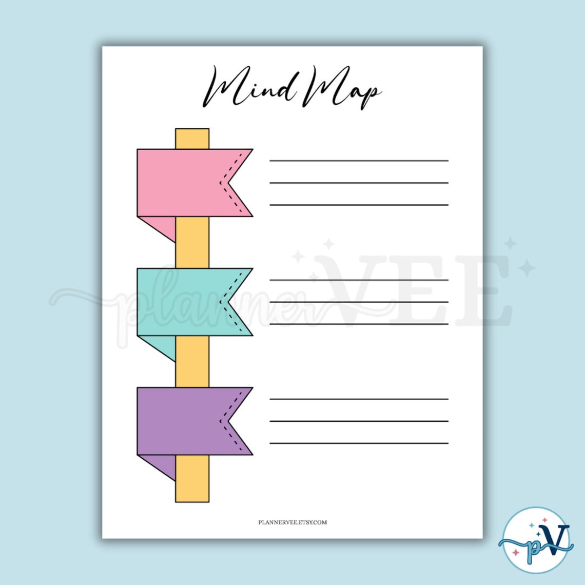 Colorful Mind Map Chart Brainstorming Map Diagram Visual Mind - Etsy