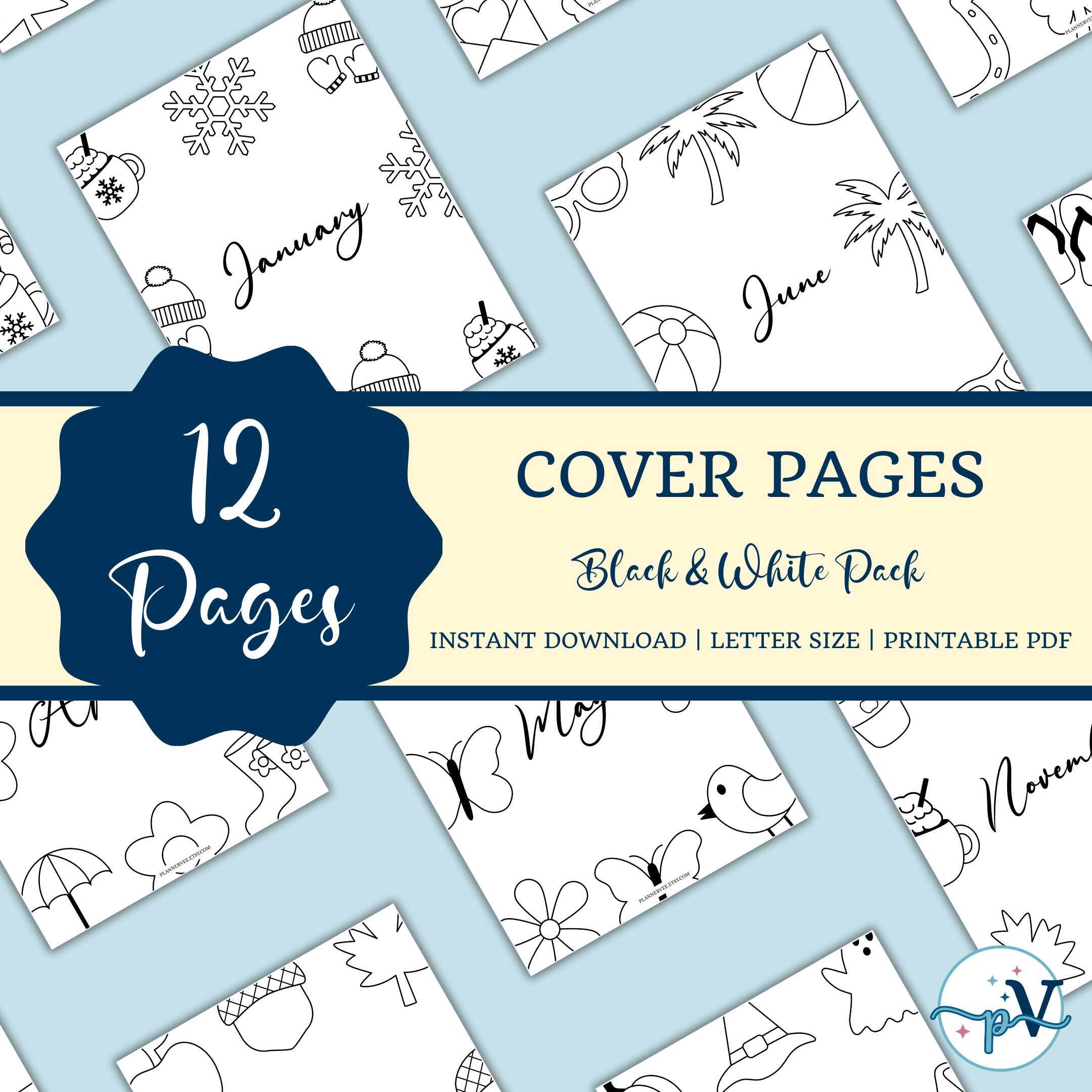 Monthly Planner Cover Pages Printable Dividers Set Monthly Dashboards ...