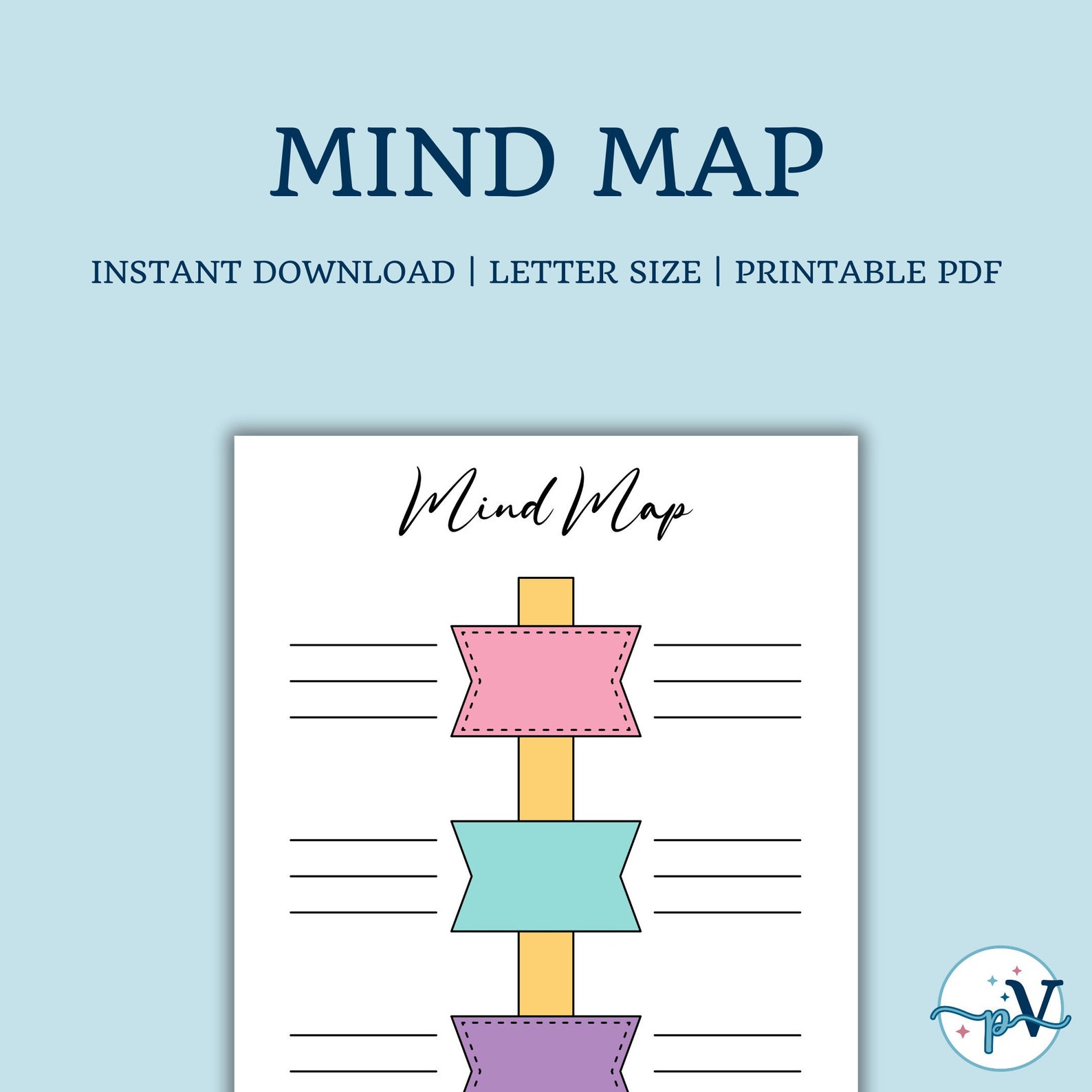 Colorful Mind Map Chart Brainstorming Map Diagram Visual Mind Map ...