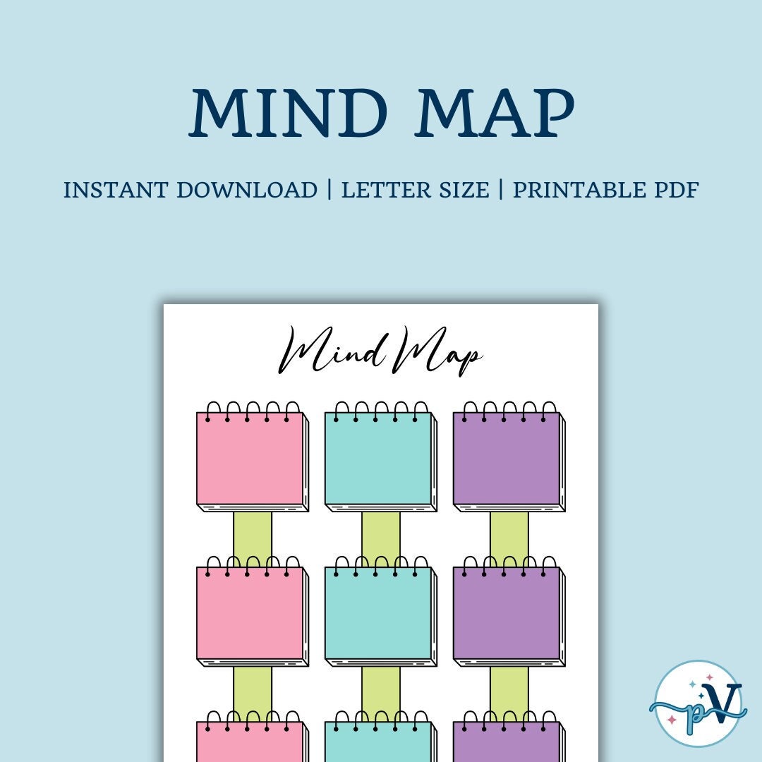 Colorful Mind Map Chart Brainstorm Map Diagram Visual Mind Map Planner ...