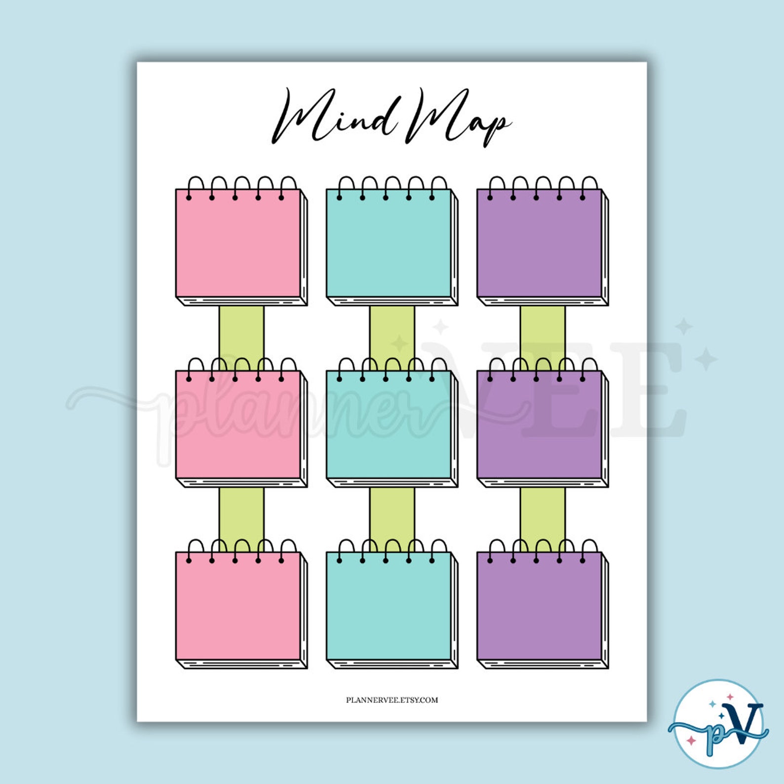 Colorful Mind Map Chart Brainstorm Map Diagram Visual Mind Map Planner ...