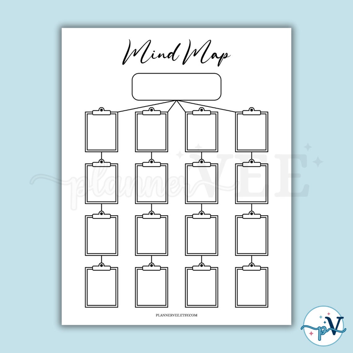 Mind Map Chart Brainstorm Map Diagram Visual Mind Map Planner - Etsy