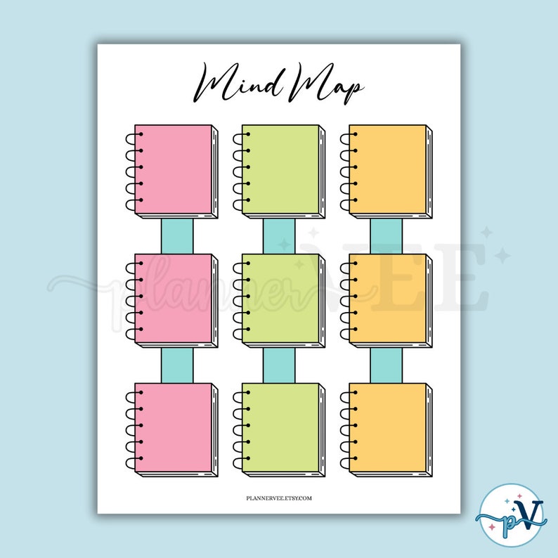 Colorful Mind Map Chart Brainstorming Map Diagram Visual Mind Map ...