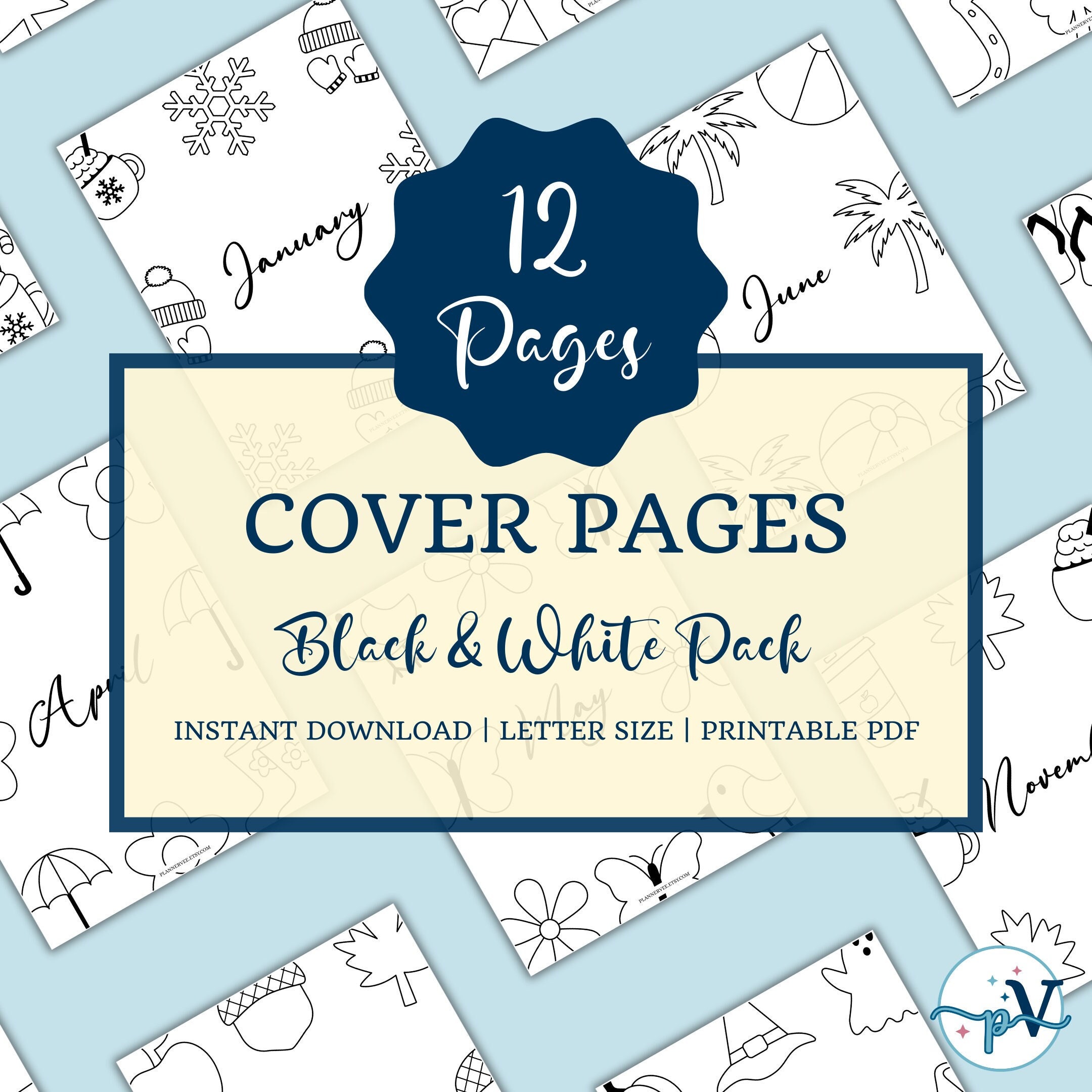 Monthly Planner Cover Pages Printable Dividers Set Monthly Dashboards ...