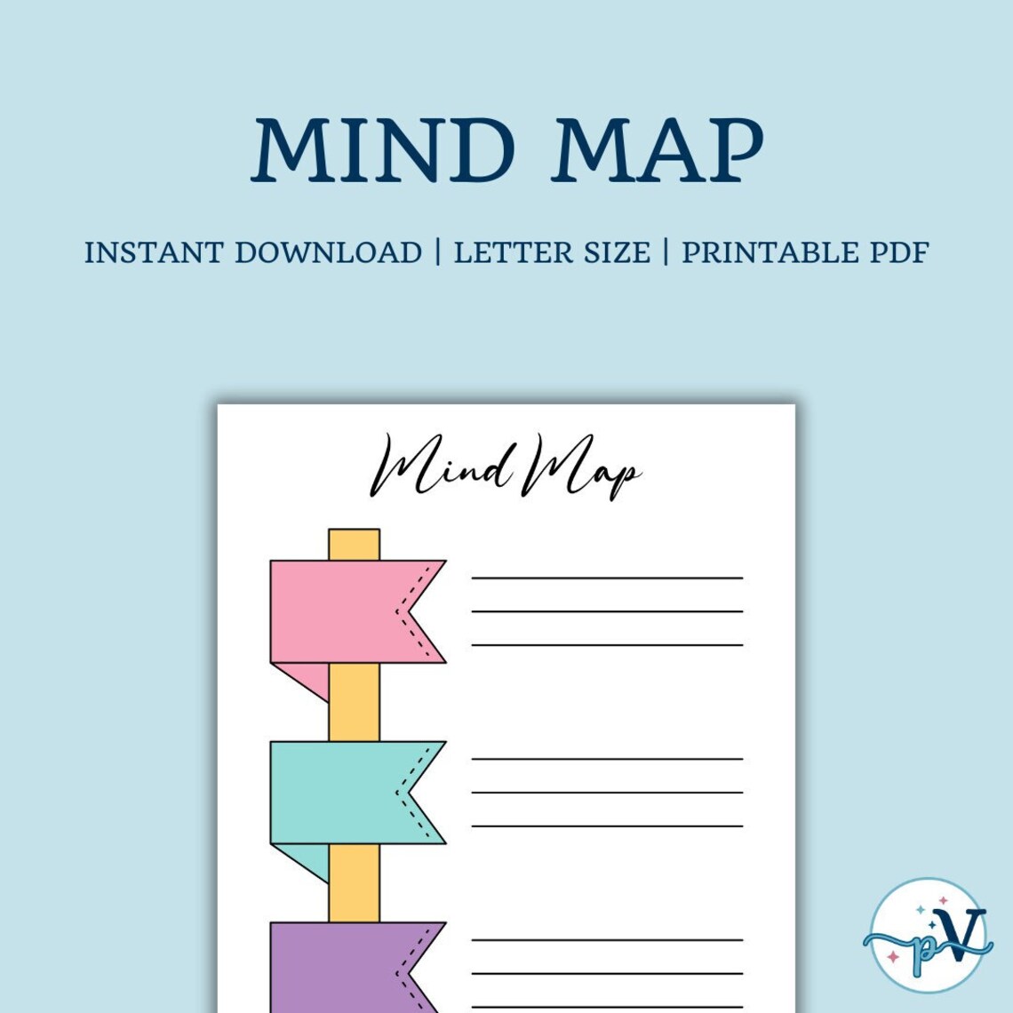 Colorful Mind Map Chart Brainstorming Map Diagram Visual Mind - Etsy
