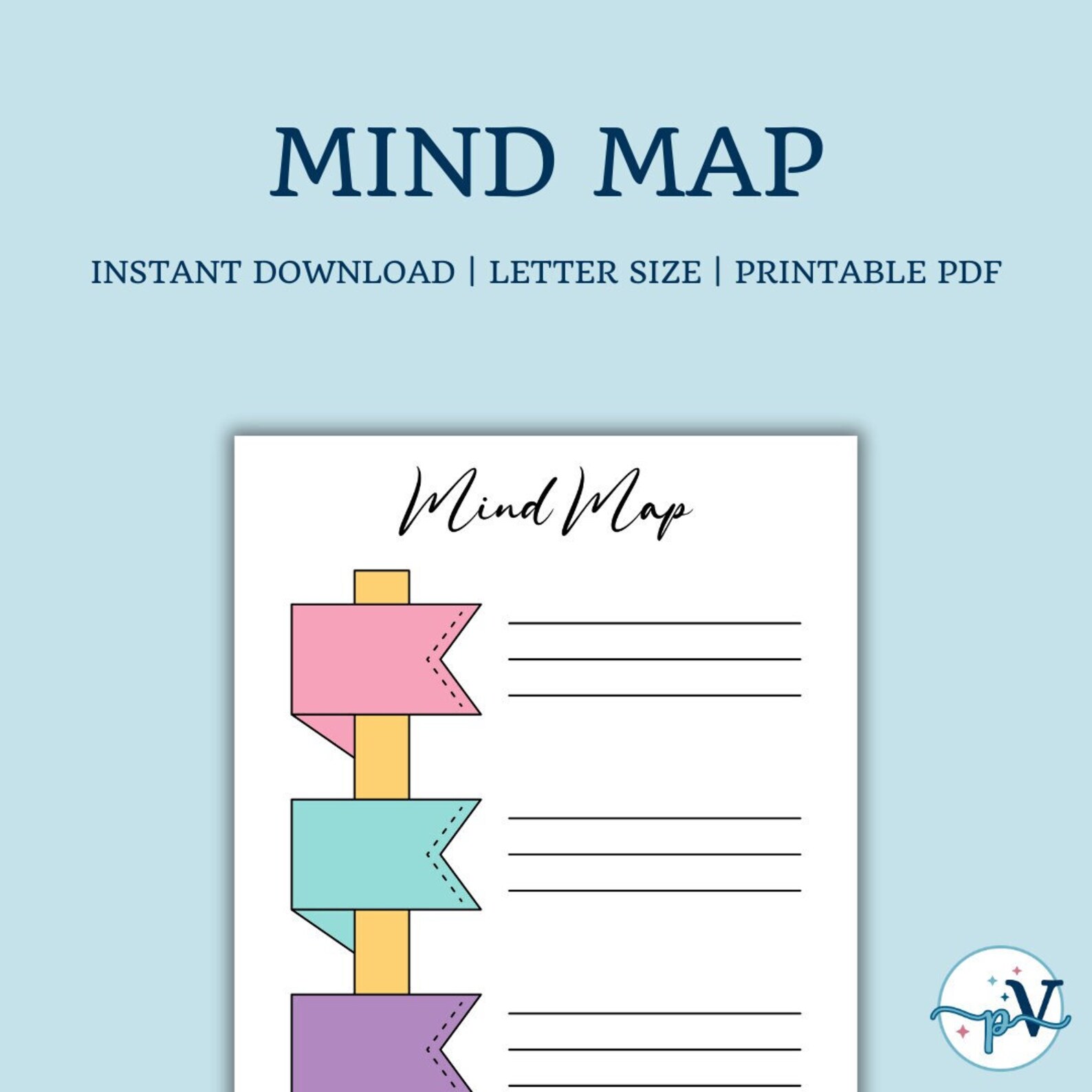 Colorful Mind Map Chart Brainstorming Map Diagram Visual Mind - Etsy