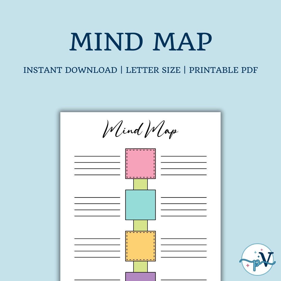 Colorful Mind Map Chart Brainstorming Map Diagram Visual Mind - Etsy