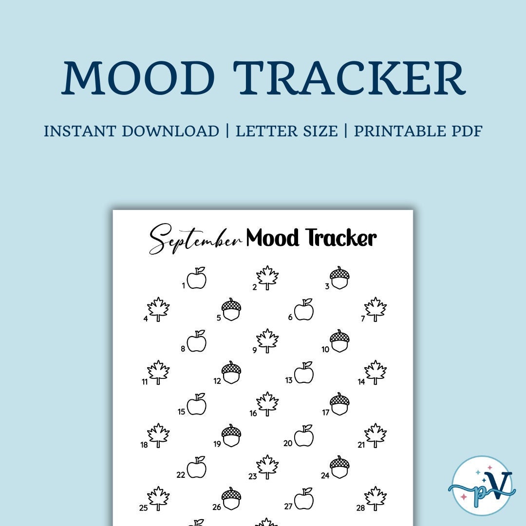 September Monthly Mood Tracker Mental Health Log Emotion Tracker ...