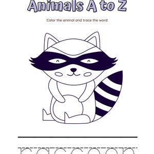 Trace Alphabeta to Z, Worksheet, Coloring Book, Animals, School ...