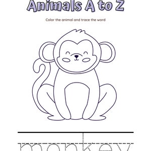 Trace Alphabeta to Z, Worksheet, Coloring Book, Animals, School ...