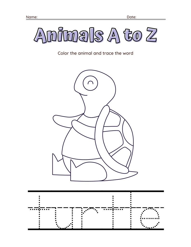 Trace Alphabeta to Z, Worksheet, Coloring Book, Animals, School ...
