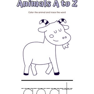Trace Alphabeta to Z, Worksheet, Coloring Book, Animals, School ...