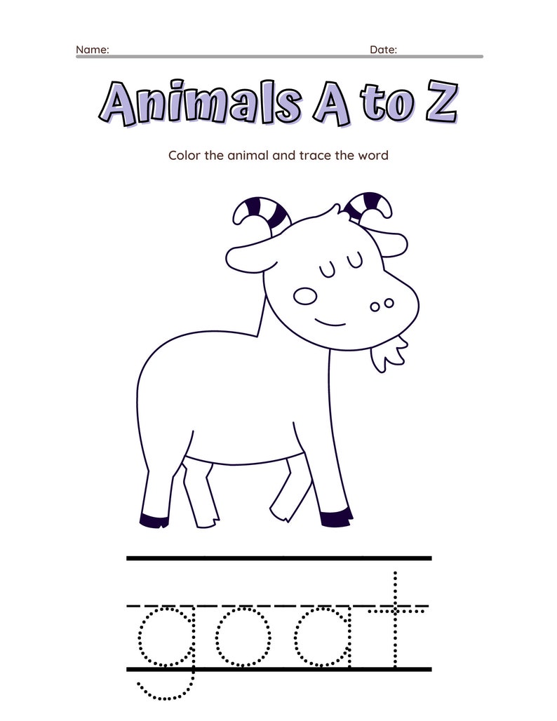 Trace Alphabeta to Z, Worksheet, Coloring Book, Animals, School ...