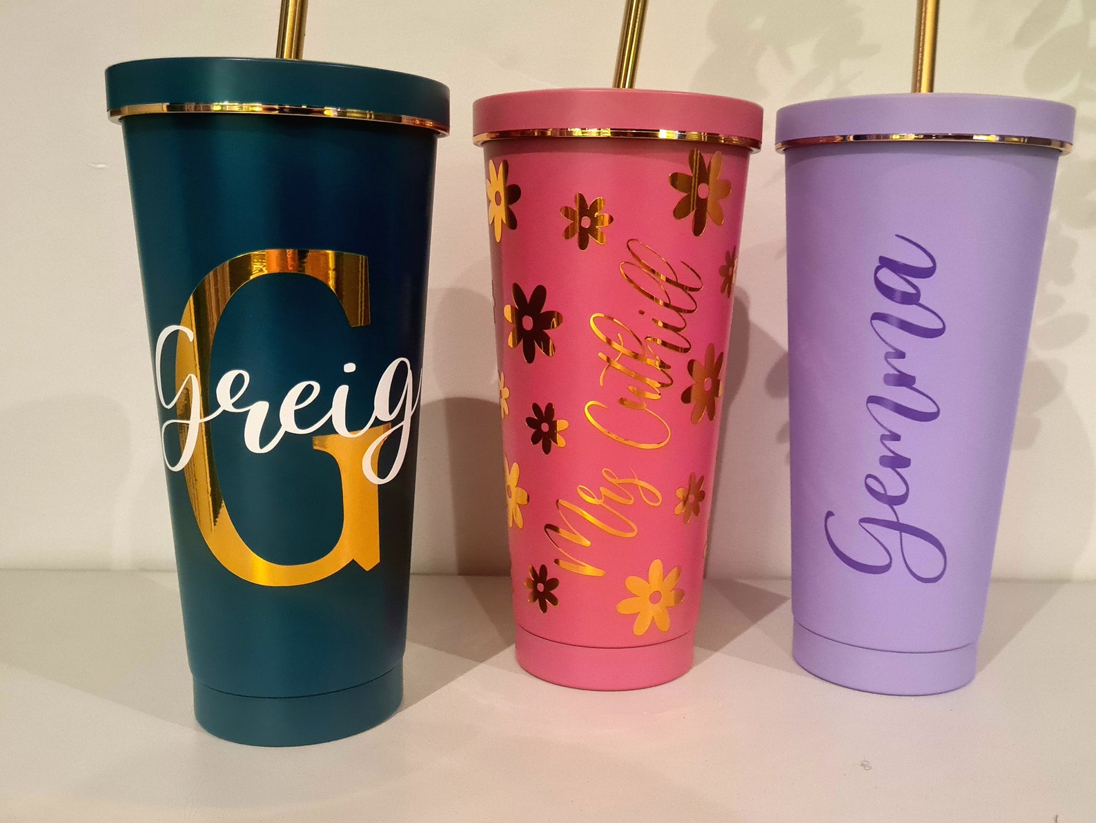 Personalised Metal Cup With Straw Reusable Cup Hot & Cold - Etsy UK