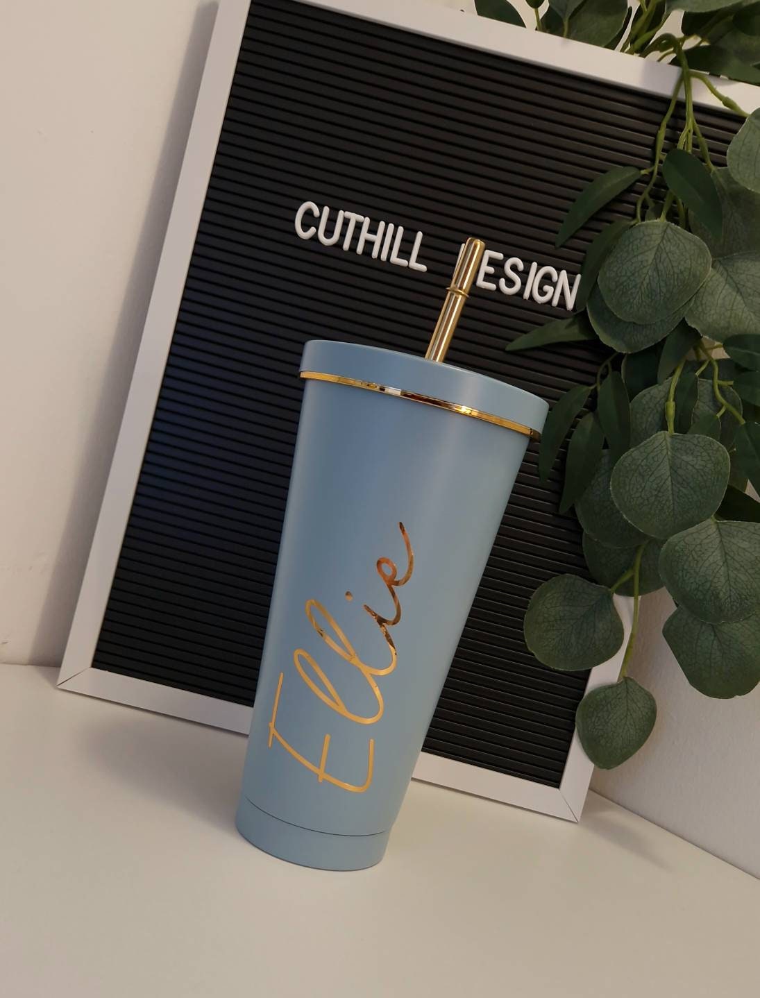 Personalised Metal Cup With Straw Reusable Cup Hot & Cold - Etsy UK
