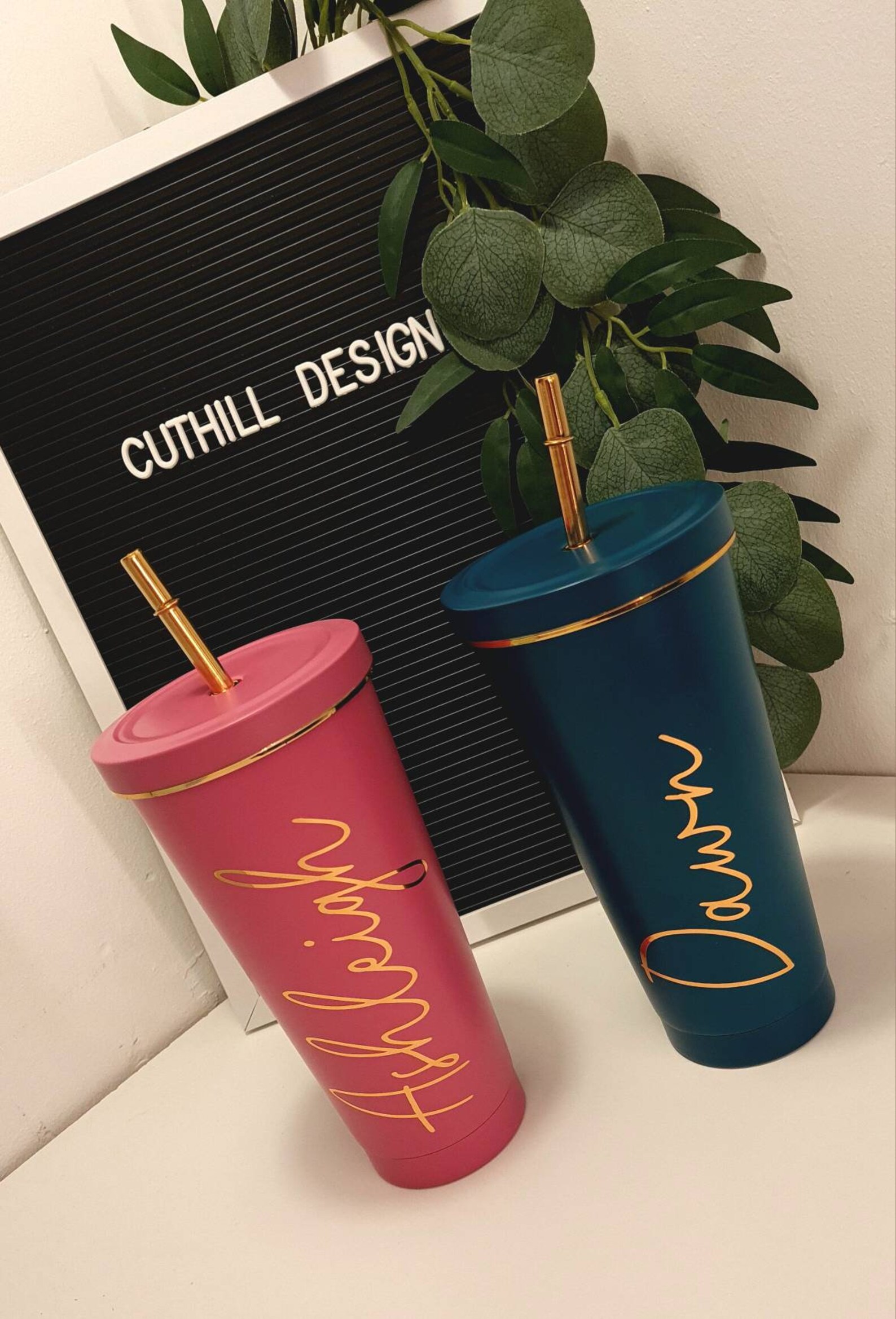Personalised Metal Cup With Straw Reusable Cup Hot & Cold - Etsy UK
