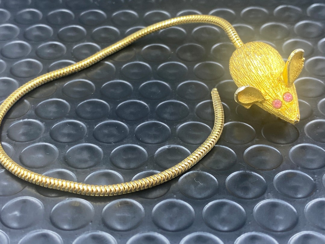 Vintage Gold Tone Mouse - Etsy