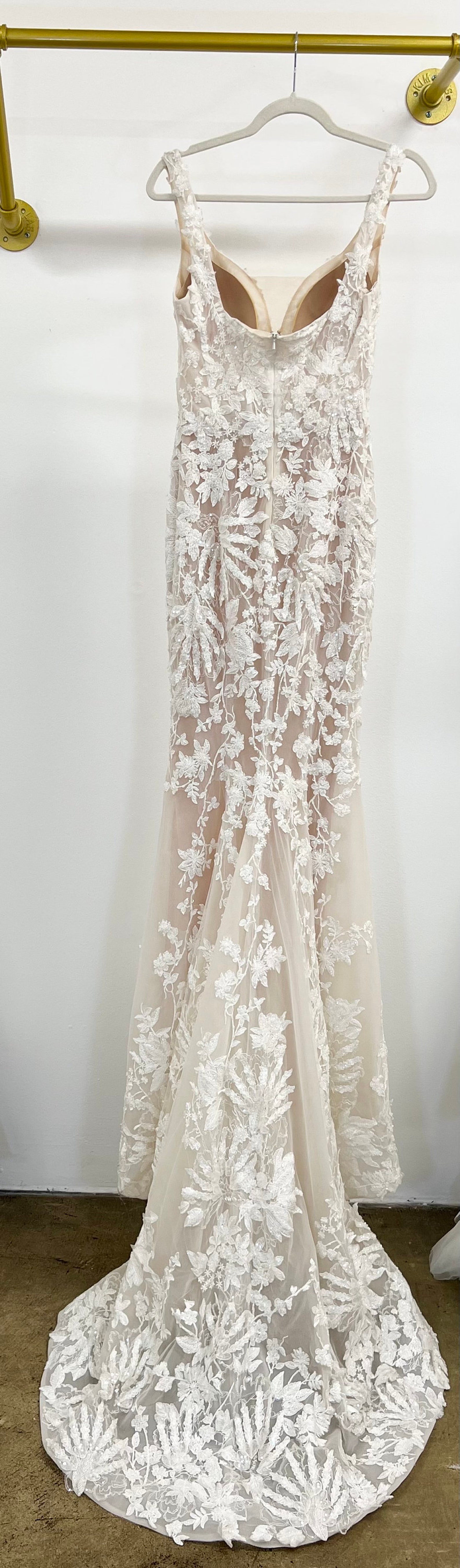 Beaded 3D Floral Lace Mermaid Wedding Dress With Detachable Sleeves ...