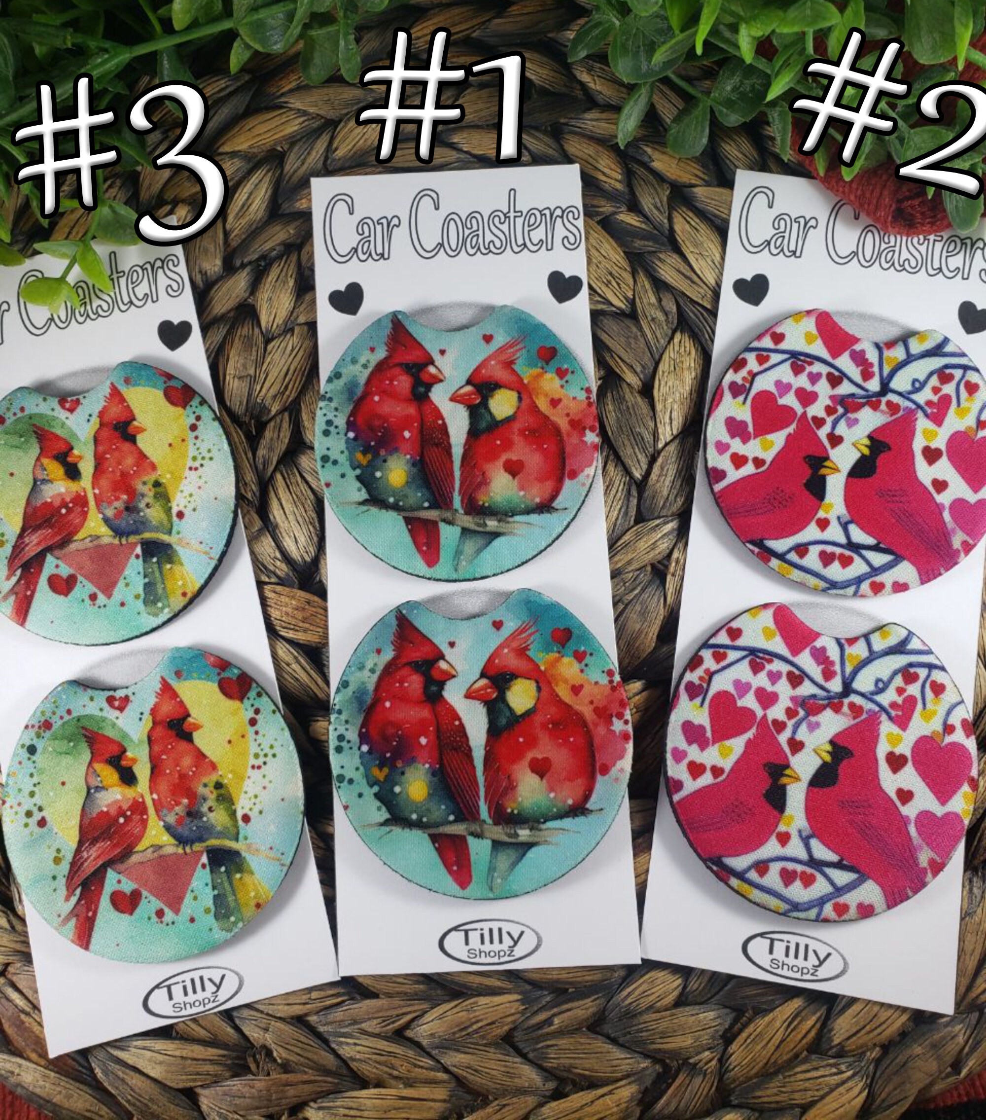 Cardinal Car Coaster Love Coaster Bird Coaster Cup - Etsy