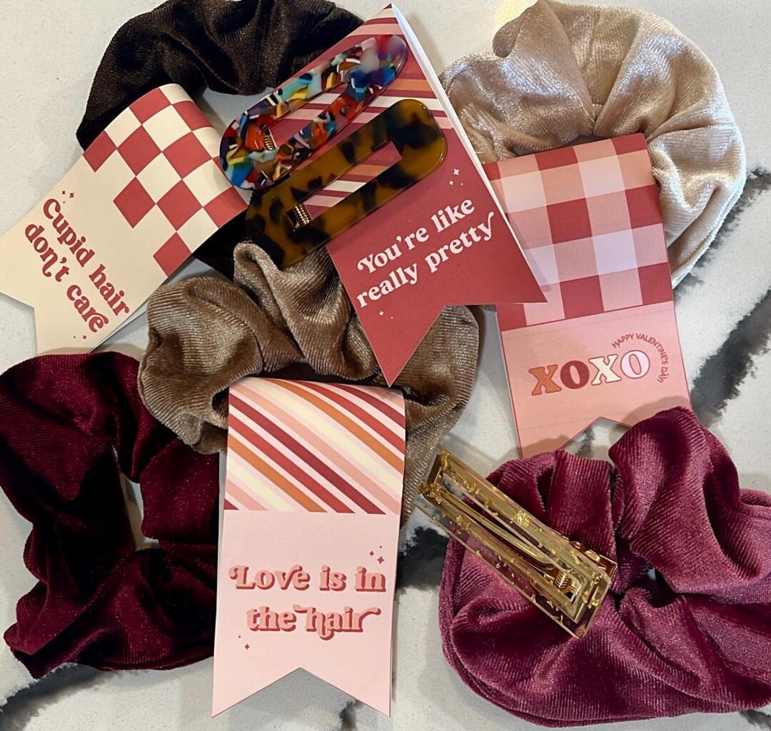 LOVE is in THE HAIR Valentine's Day Printable Tag, Clip Hair Tie ...