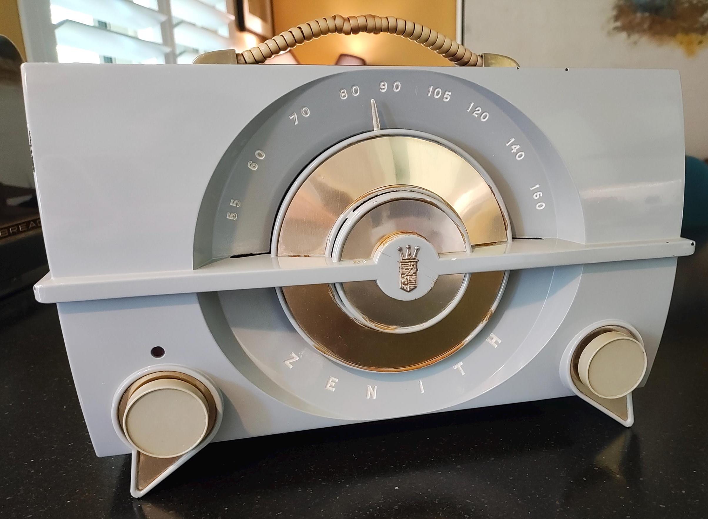 Hard-to-find 1950s Gray Zenith Radio With Handle: Now a Bluetooth ...