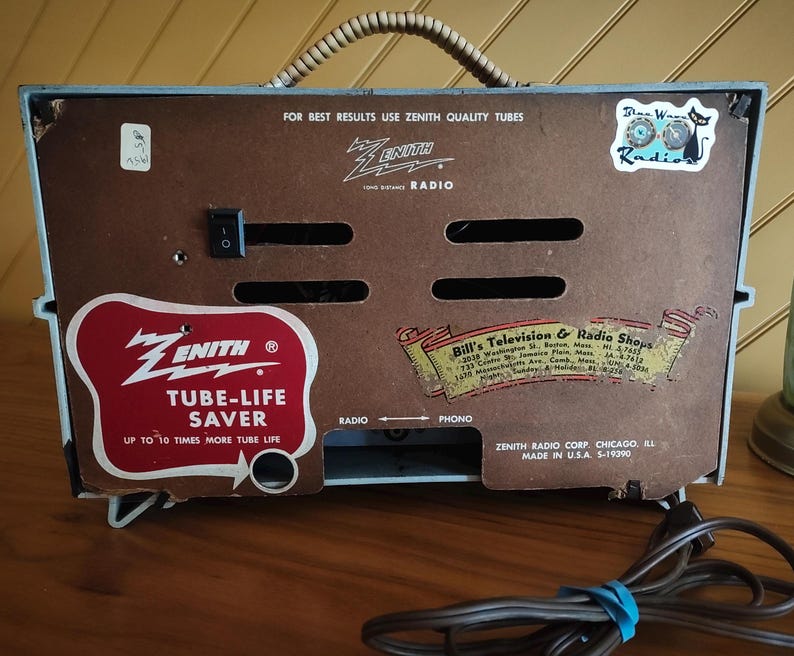 Hard-to-find 1950s Gray Zenith Radio With Handle: Now a Bluetooth ...