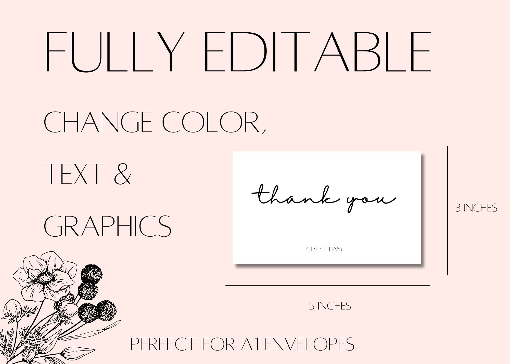 Thank You Card, Modern Thank You Note, Minimalist Thank You Card ...