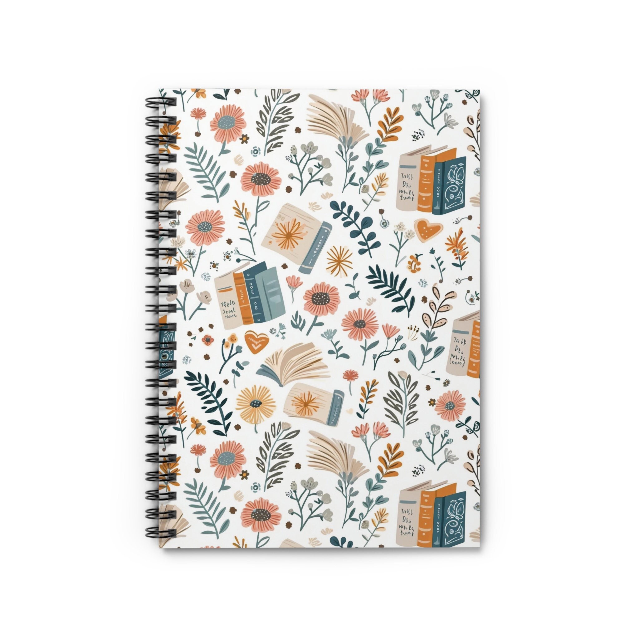 Floral and Book Spiral Notebook, Writing Journal, Book Notes, Diary ...