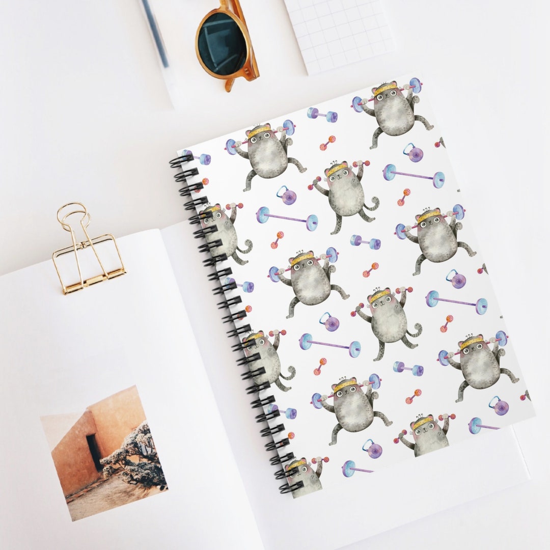 Cute Cat Fitness Spiral Notebook, Gym Notebook, Writing Journal, Taking ...