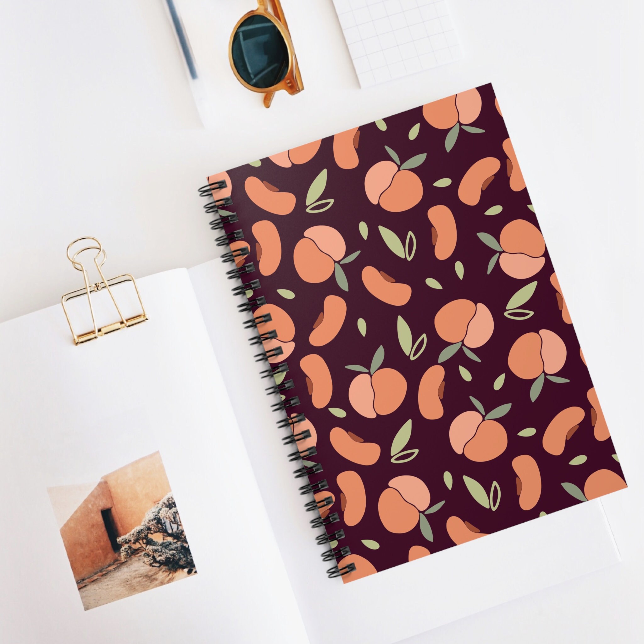 Cute Peach Spiral Notebook, Fruit Notebook, Writing Journal, Taking ...