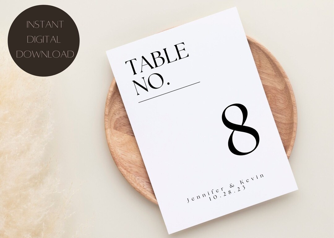 Wedding Table Numbers Template, Digital Table Numbers, Wedding Seating ...