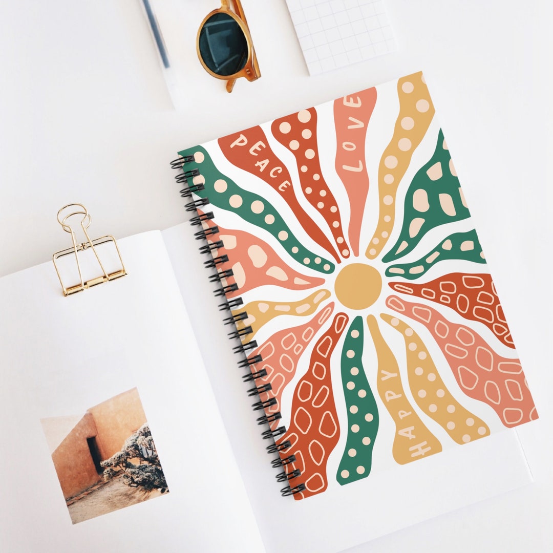 Retro Groovy Flower Spiral Notebook, Fun Notebook, Writing Journal ...