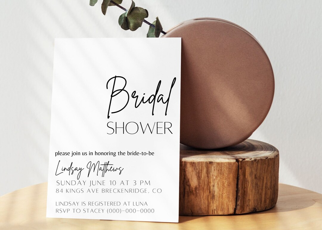 Simple Bridal Shower Invitation, Minimalist Shower Invitation, Modern ...