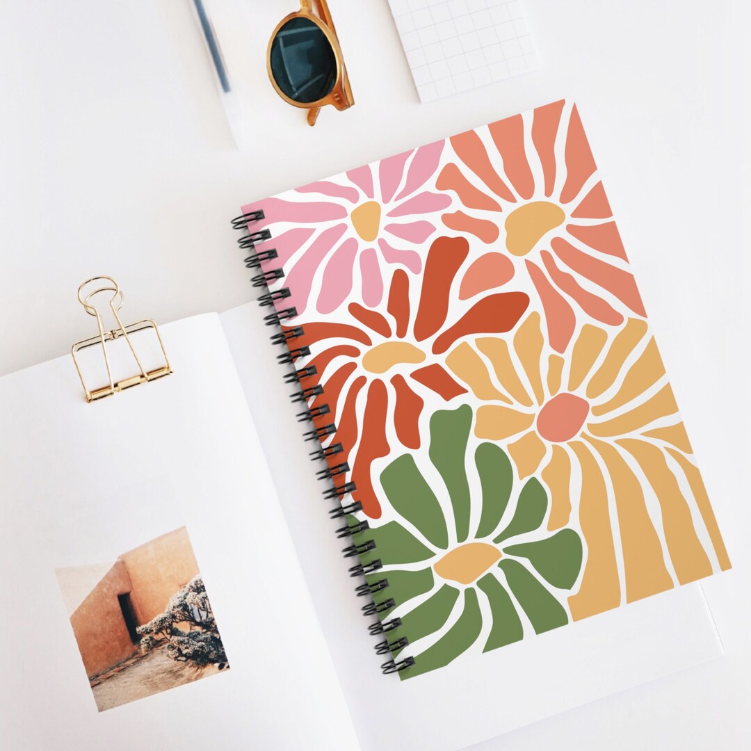Retro Groovy Flower Spiral Notebook, Fun Notebook, Writing Journal ...