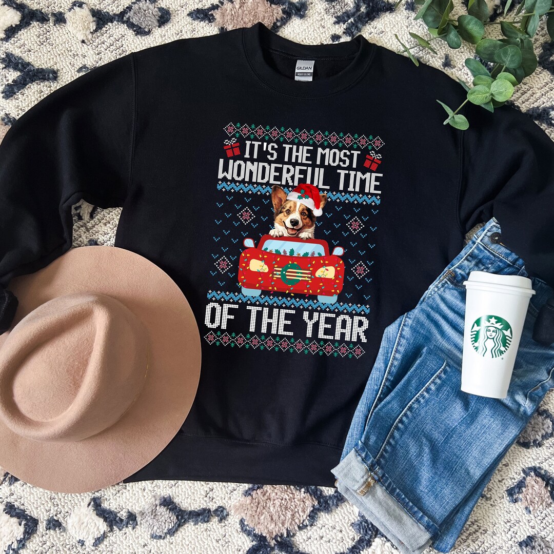 Christmas Sweater Corgi Crewneck Sweatshirt, Cute Ugly Sweater for ...