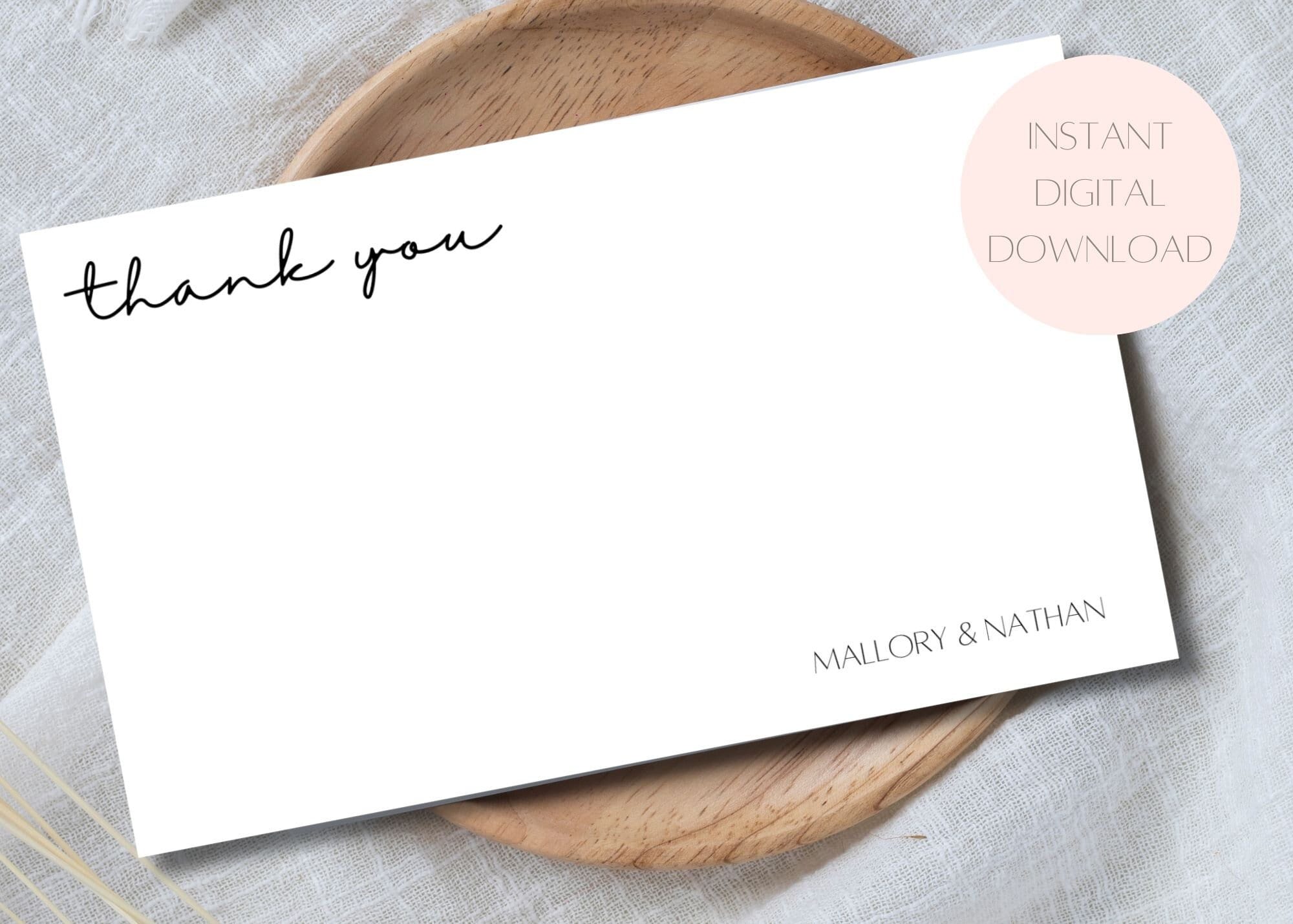 Thank You Note, Simple Thank You Card, Minimalist Thank You Card ...