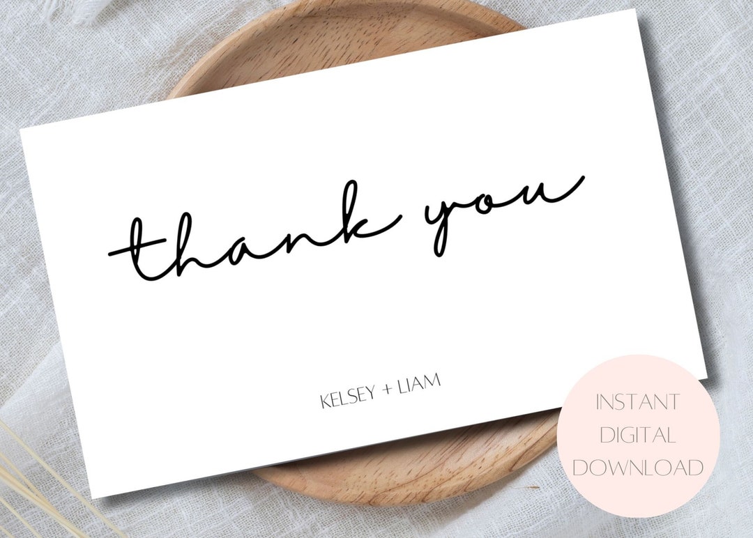 Thank You Card, Modern Thank You Note, Minimalist Thank You Card ...